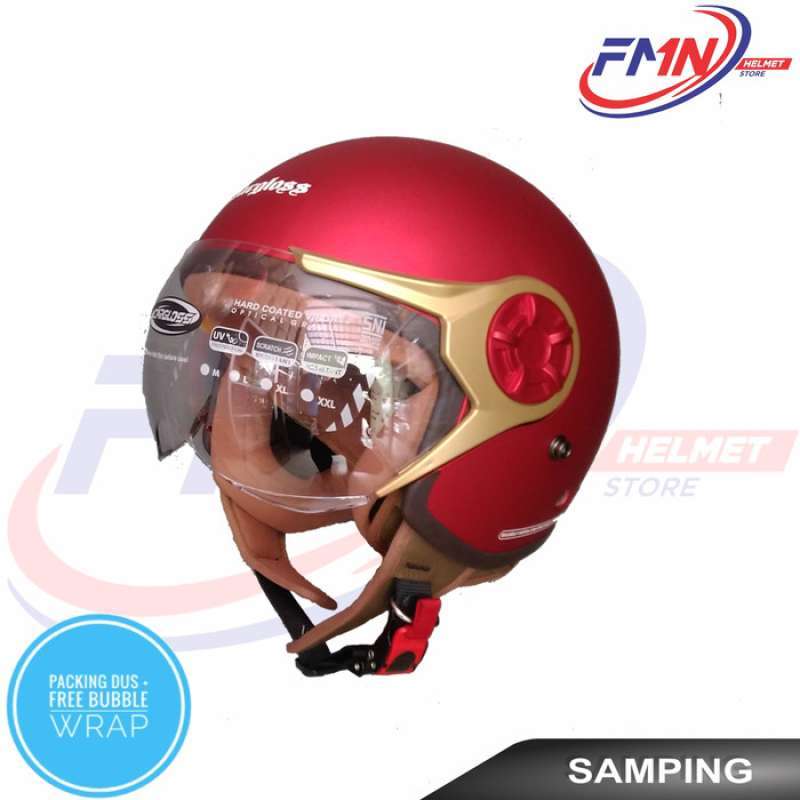 Jual Helm Cargloss Yrh Hijab Original Halfface Sni - Deep Red Met Di ...