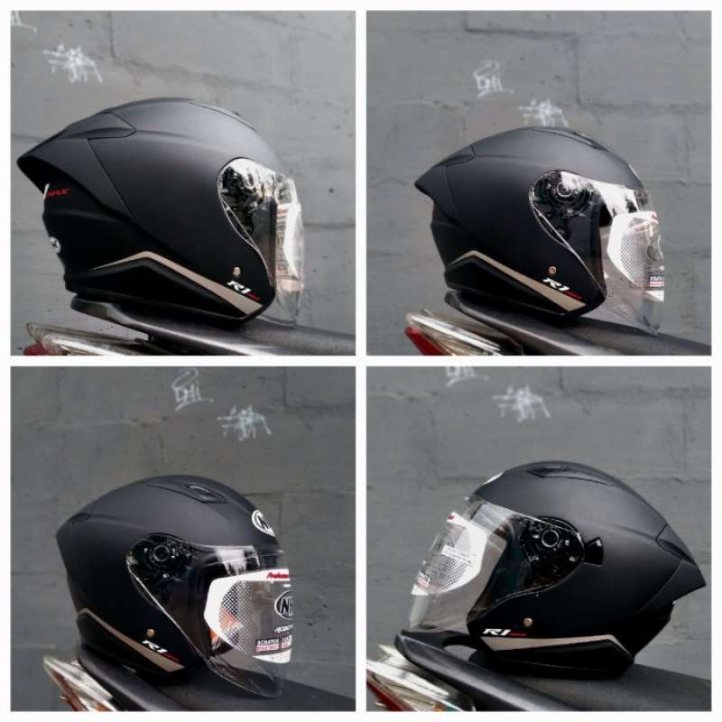 Jual Helm Nhk R1 Max Hitam Dop Paket Spoiler, Slot Intercom, Doble ...