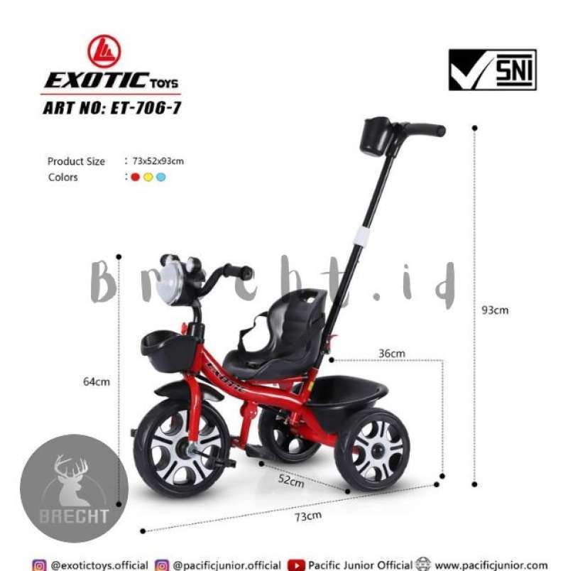 Promo Sepeda Anak Roda Tiga Tricycle Exotic Et 706-7 - Kuning Diskon 50 ...