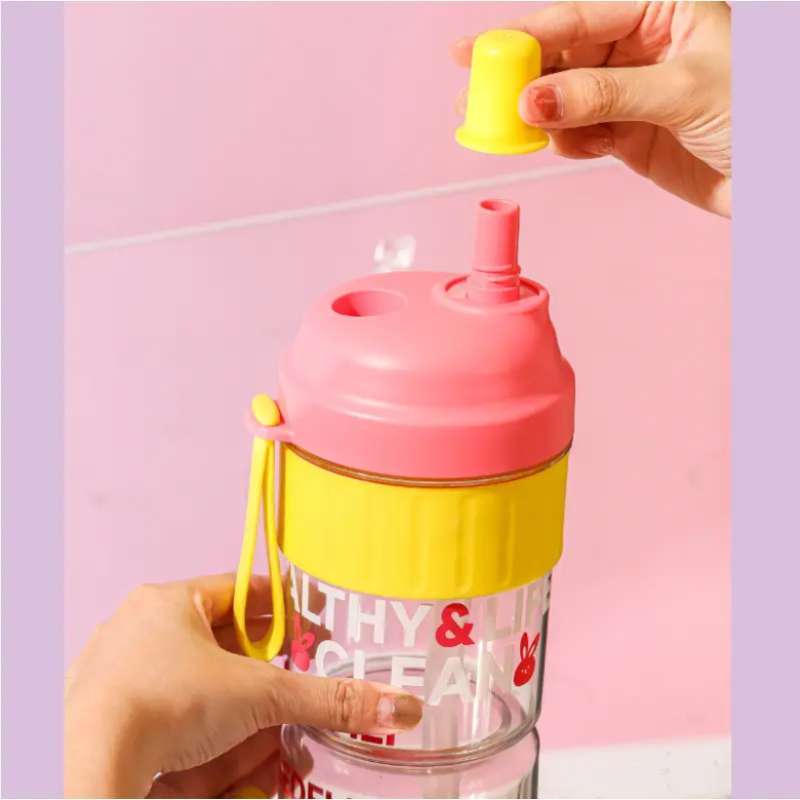 Jual Botol Minum Tedemei Dengan Handle Dan Sedotan 600ml - Ungu Di ...