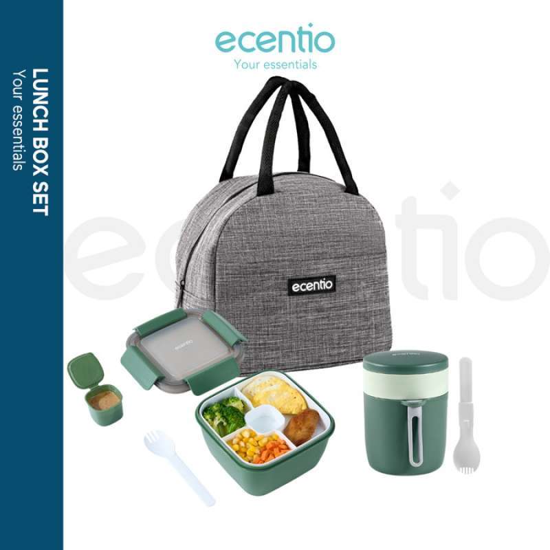 Jual Ecentio Kotak Makan Set Lunch Box Tas Bekal Set Bpa Free - C Di ...