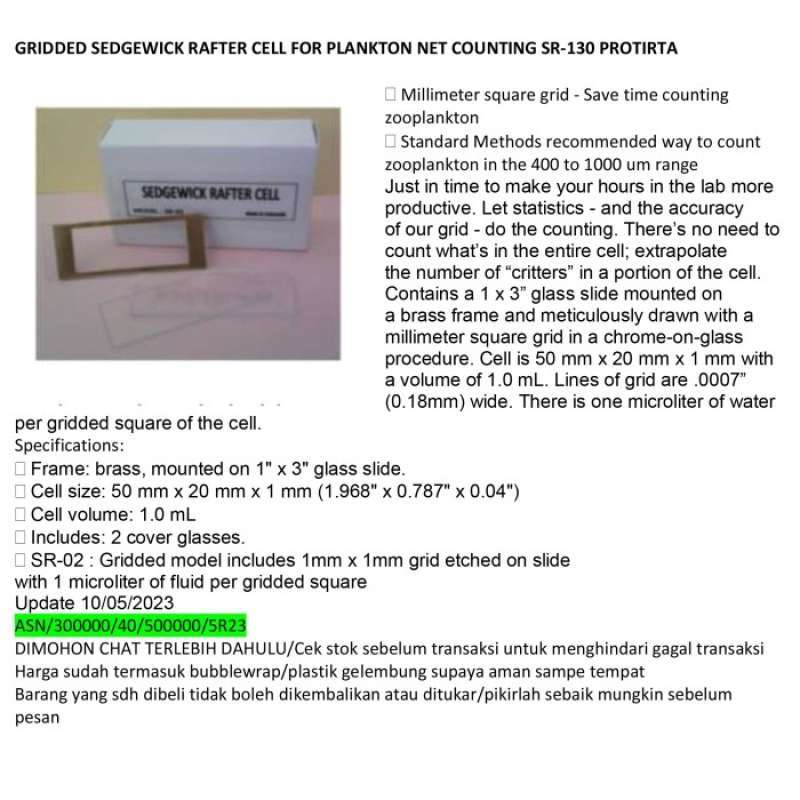 Promo Gridded Sedgewick Rafter Cell Plankton Net Counting Sr-130 ...