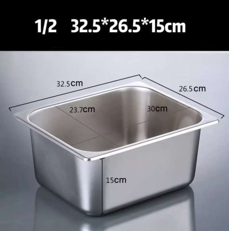 Jual Food Pan Prasmanan Stainless Ukuran 1/2 Tinggi 15cm / Wadah ...