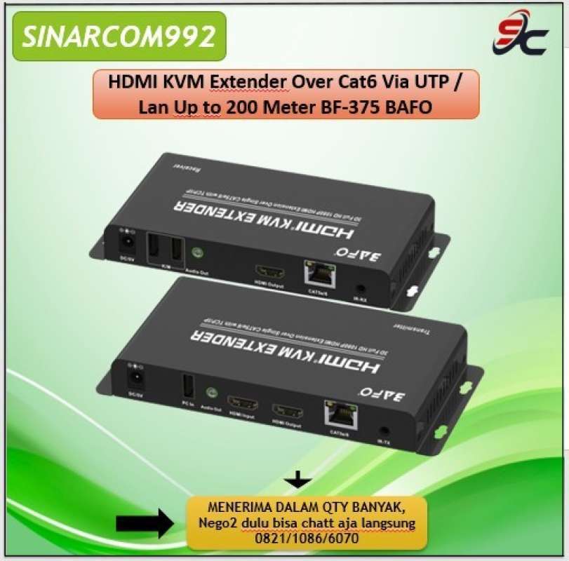 Promo Hdmi Kvm Extender Over Cat6 Via Utp / Lan Up To 200 Meter Bf-375 ...