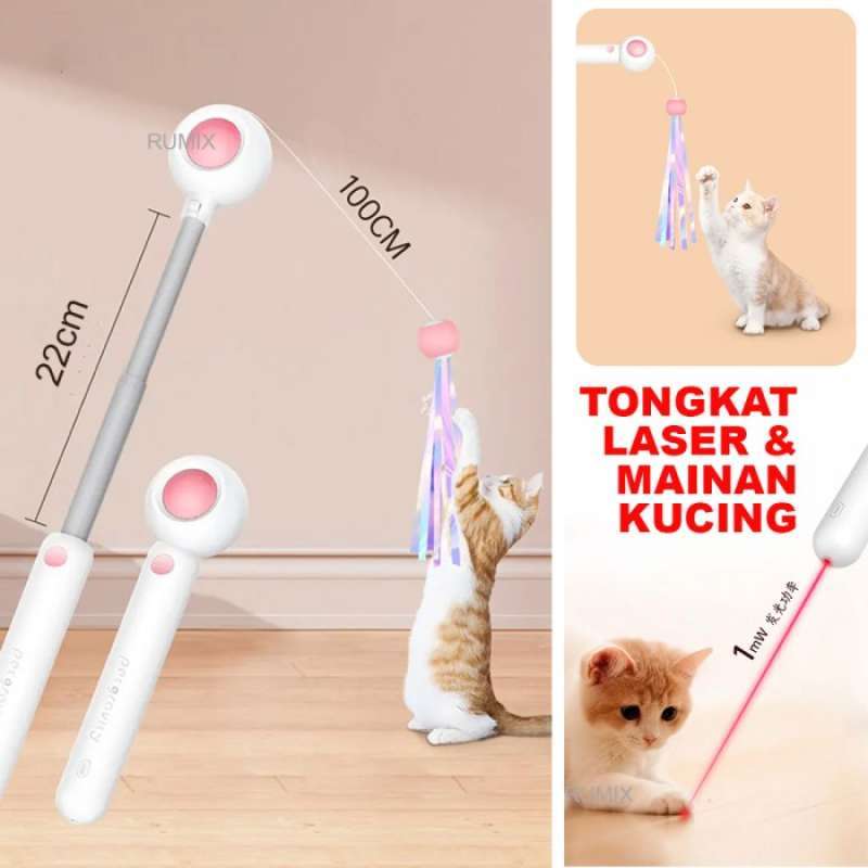 Jual Tongkat Mainan Kucing Bermain Retractable Bulu Laser Interaktif ...