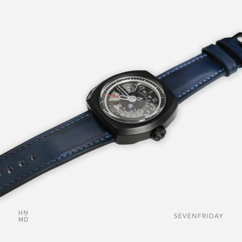 Promo Seven Friday Handmade Leather Strap Royal Blue Distressed - Std ...