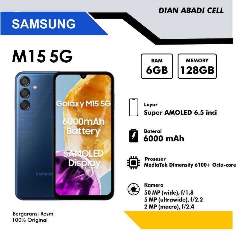 Jual Handphone Samsung M15 5g Ram 6/128gb - Dark Blue Di Seller Dian Abadi Cellular - Mojolangu ...