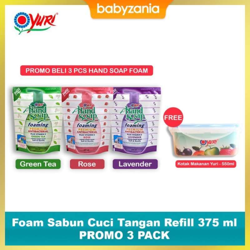 Jual Yuri Foam Hand Soap Sabun Cuci Tangan Refill 375 Ml - Promo 3 Pack ...