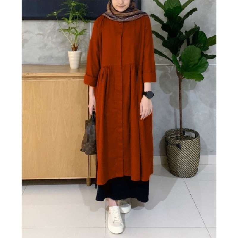 Promo Long Tunik Polos Terbaru Katun Rayon Premium - Maroon, L Diskon ...