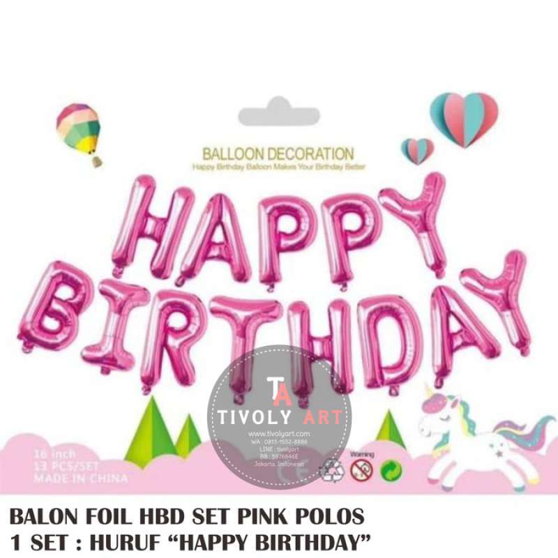 Promo Balon Huruf Happy Birthday Set Pink Polos / Balon Hbd Set Pink ...