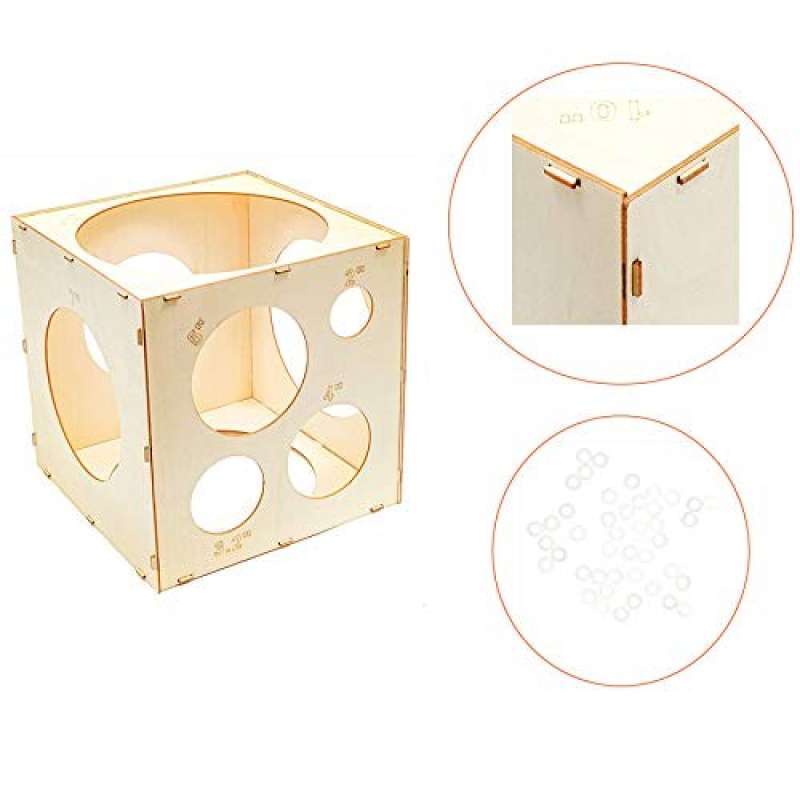 Jual 9 Holes Assemblable Wood Balloon Sizer Box Cube Diy Balloon Sizer ...