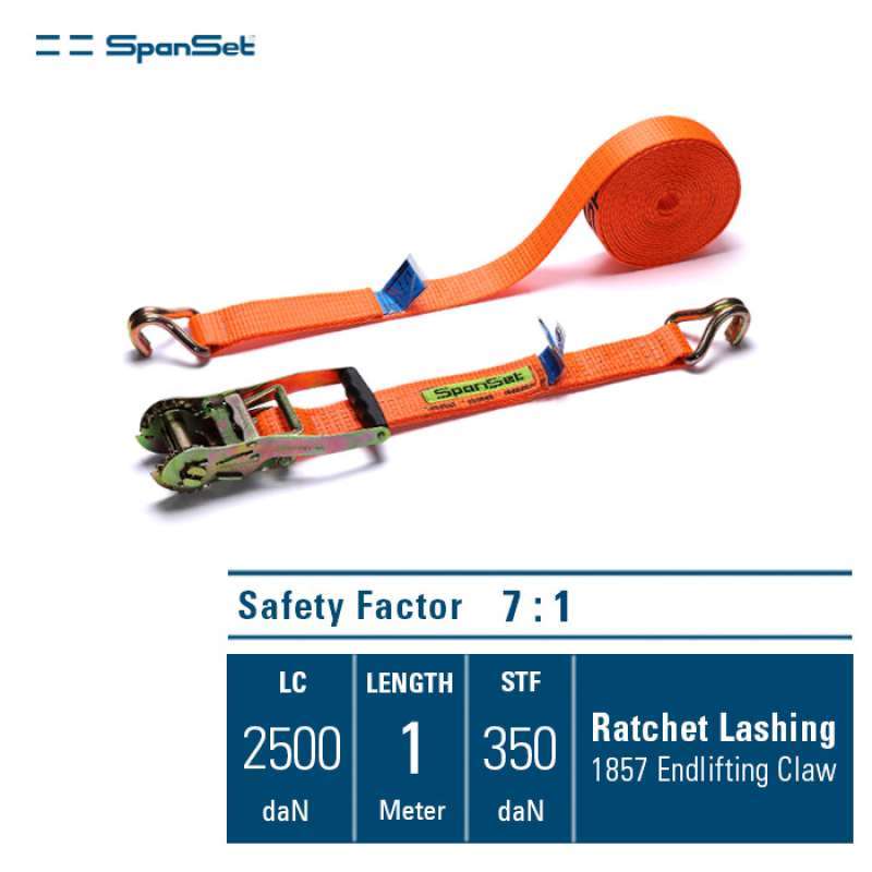 Jual Spanset Ratchet Lashing Tipe 1857 Claw Hook Kapasitas Ikat 2,5 Ton ...