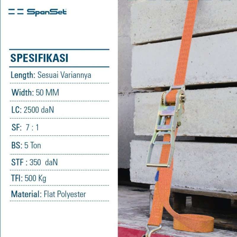 Jual Spanset Ratchet Lashing Tipe 1857 Claw Hook Kapasitas Ikat 2,5 Ton ...