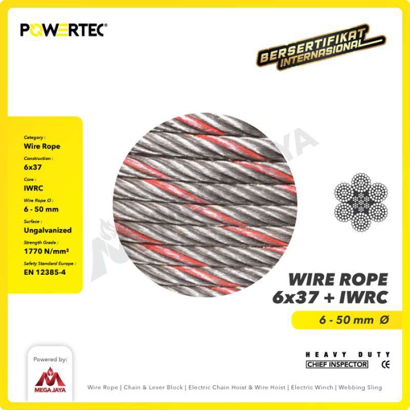 Jual Wire Rope / Kawat Seling Baja 6x37 Iwrc 16mm Ungalv Powertec - 1 Meter Di Seller Aghanim ...