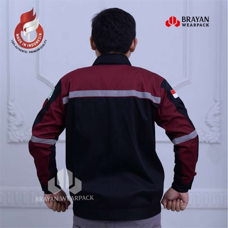 Jual Cre Wearpack Safety Lengan Panjang Hitam Maroon - Baju Kerja ...