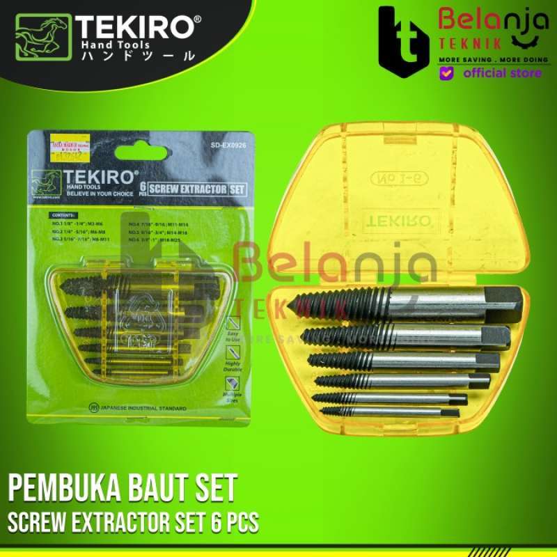 Jual Tekiro Hand Tap Balik Set 6 Pcs Screw Extractor Pembuka Baut Set ...