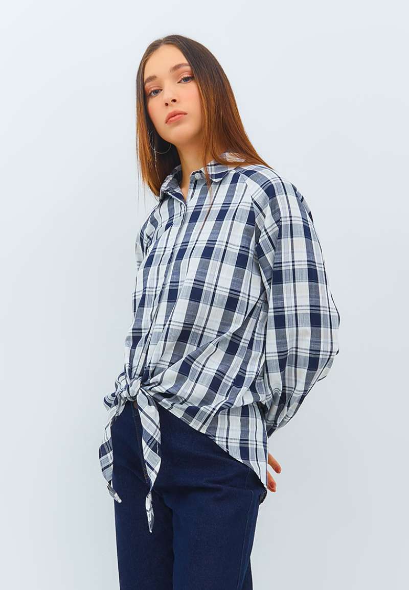 Promo Carvil Kemeja Ladies Ls Cavela - Navy/white Diskon 50% Di Seller ...
