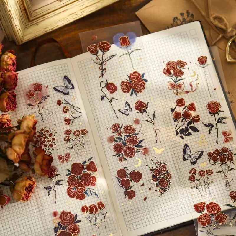 Jual 3 Lembar Stiker Bunga Mawar 3d Flower Sticker Diy Diary Notebook ...