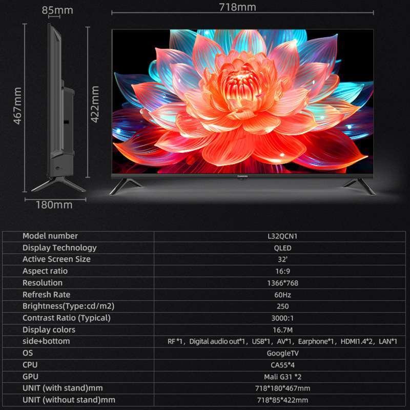 Promo Changhong Qled Tv 32 Inch Hd Dolby Audio Google Play Netflix Youtube Bluetooth Usb Google ...