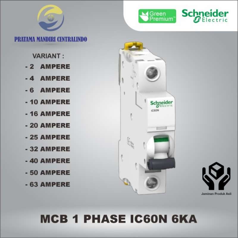 Jual Mcb 1 Phase Ic60n 6ka Schneider 1 Pole 1p - 2 Ampere S.d 63 Ampere ...