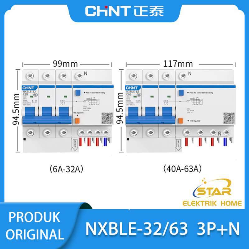 Jual Rcbo Mcb Chint Nxble 32/63 3p+n 6ka 30ma 10a 16a 20a 25a 32a 40a 63a - 50a Di Seller ...