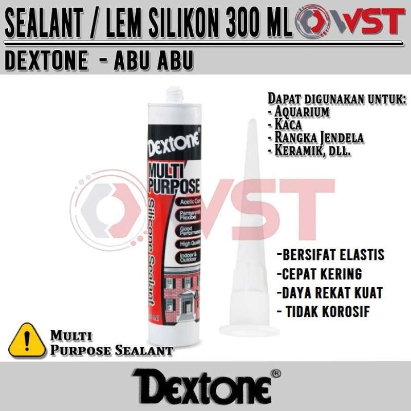 Jual Dextone Lem Silikon Grey / Abu-abu / Sealant / Lem Kaca / Lem ...