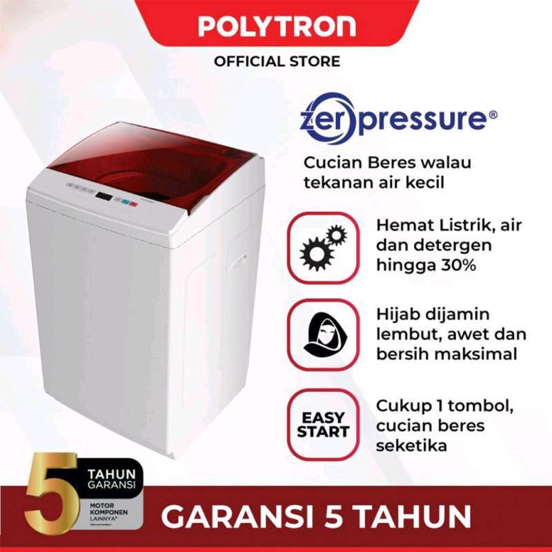 Jual Polytron Mesin Cuci 1 Tabung Top Loading 8.5 Kg Zeromatic Series Hijab Paw-8527x/r - Black ...