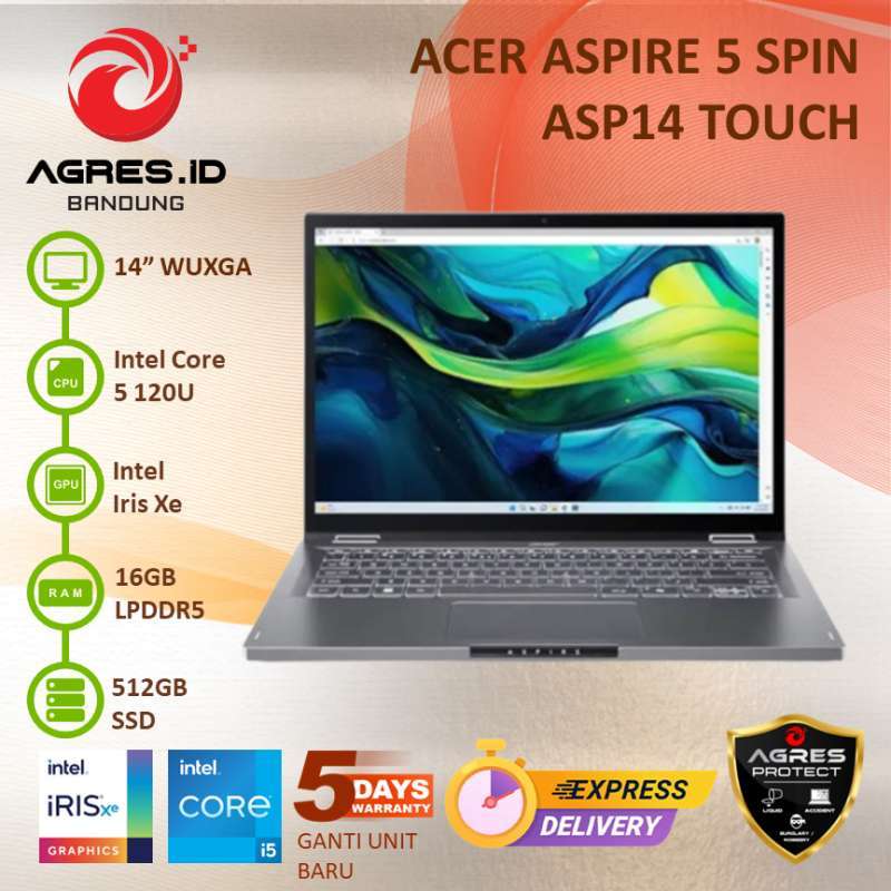 Jual Acer Aspire 5 Spin Asp14 Touch I5 120u 16gb 512gb 14 Wuxga Di Seller Agres Id Bandung ...