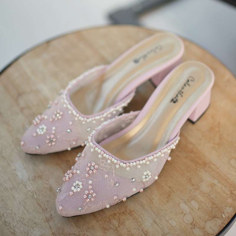 Promo Sepatu Pesta Wanita Wedding Shoes Selop Payet Arabelle Heels 5 Cm ...