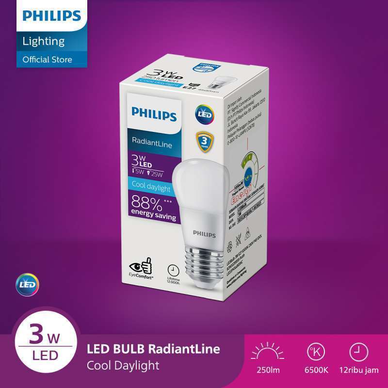 Promo Whs Lampu Philips Bohlam Radiantline Ledbulb Mini 3w E27 Putih ...
