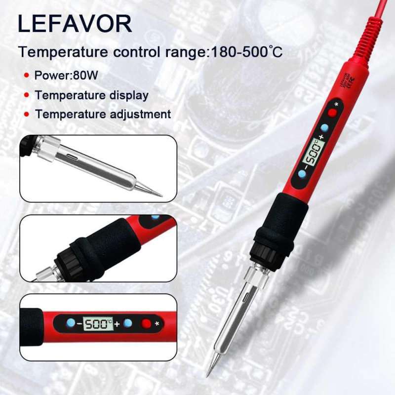 Jual Lefavor Set Solder Elektrik Adjustable Temperature Soldering 80w ...