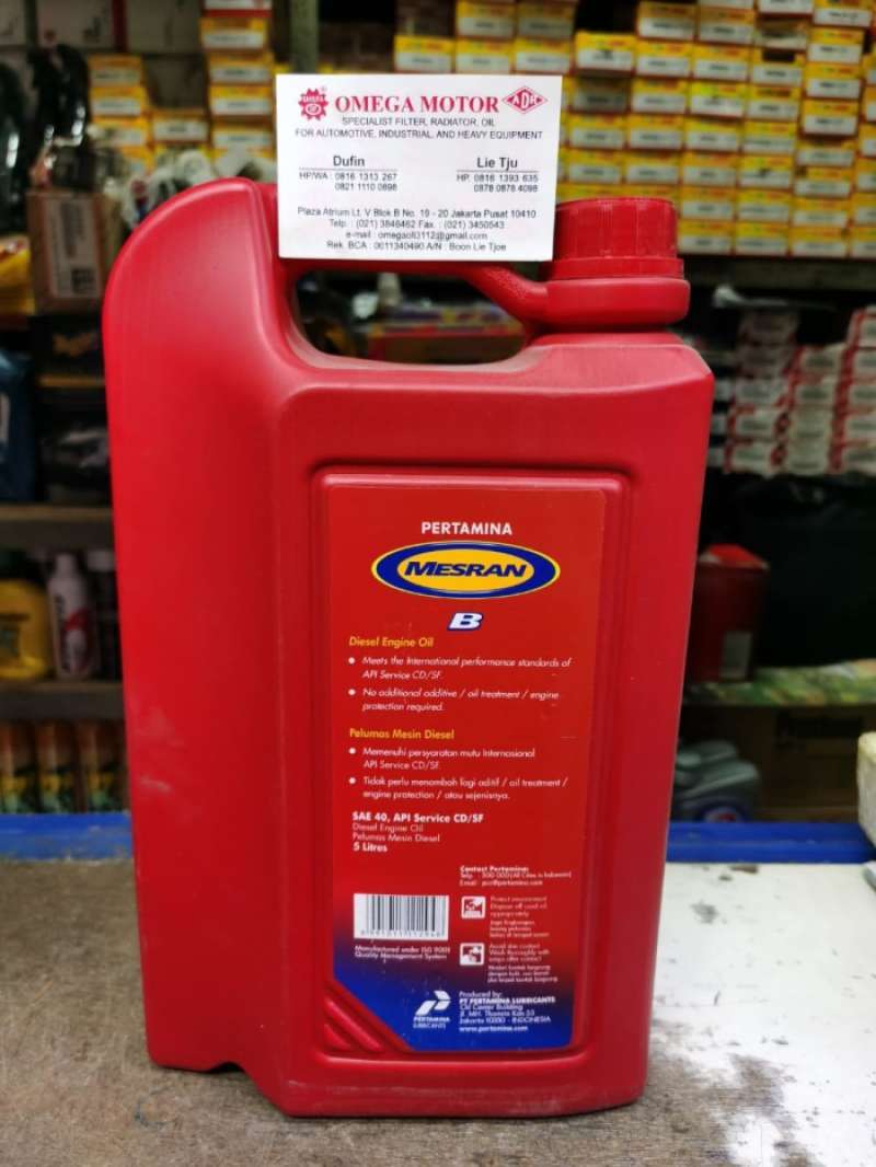 Promo Pertamina Mesran B Sae 40 Diesel Engine Oil 5 Liter Terbaik ...
