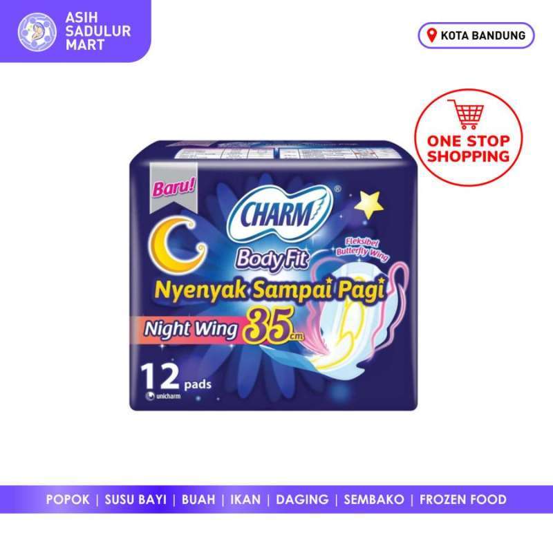 Jual Charm Body Fit Night Wing 12 Pad / 20 Pad Pembalut Promo Bandung ...