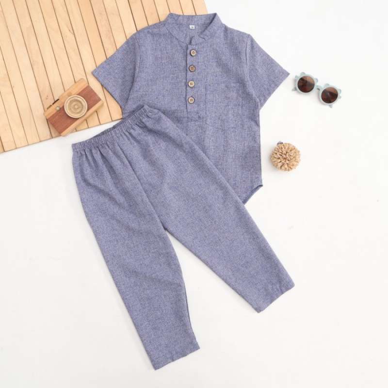 Jual Toki Kids Setelan Baju Koko Anak Usia 2-6th - Powder Blue Xxl Di ...