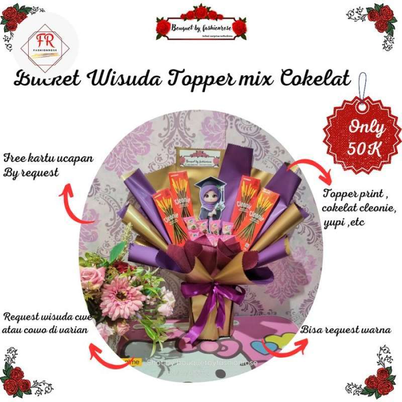 Promo Bucket Wisuda Topper Mix Cokelat Buket Wisuda Topper Print ...