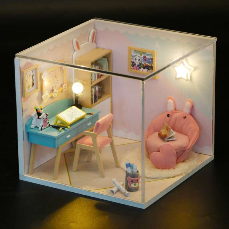 Promo Diy Miniature Miniatur Doll House Rumah Boneka Study Room Diskon ...