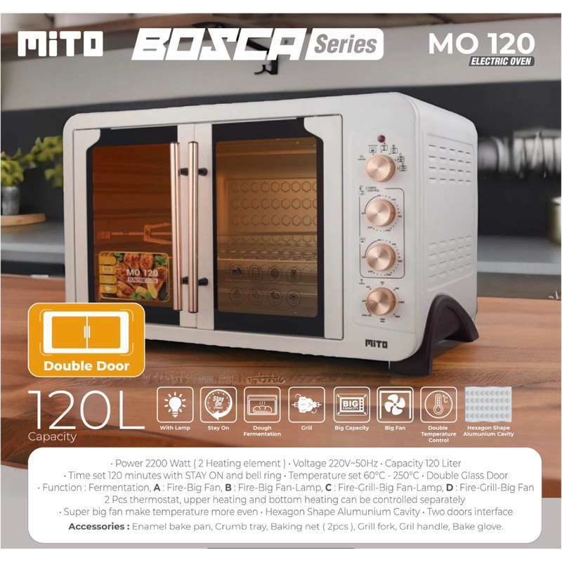 Promo Oven Listrik Mito Mo120 Bosca Series Double Door Kapasitas 120l ...