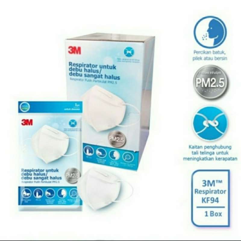 Promo 3m Nexcare Masker Respirator Kf94 - Warna Putih , 20 Pcs / Box ...