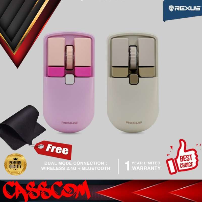 Jual Rexus Qb400 Mouse Office Retro Wireless Bluetooth Dual Connection ...