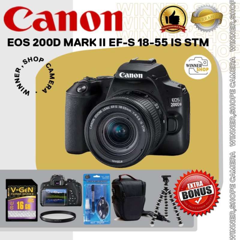 Promo Canon Eos 200d Mark Ii Ef-s 18-55 Is Stm Paket Lengkap Diskon 23% ...