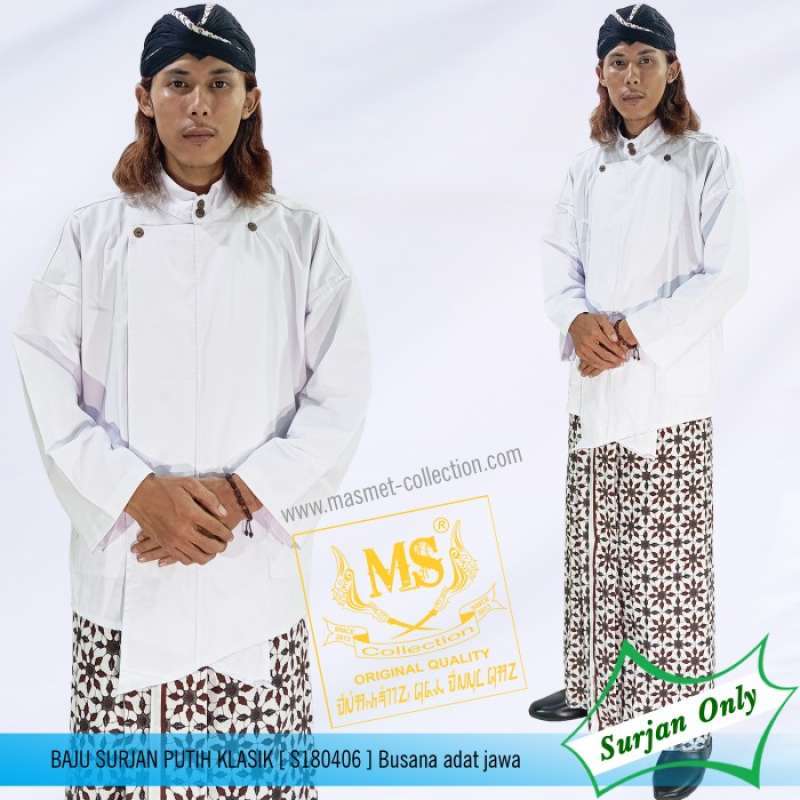 Jual Baju Surjan Putih Klasik [ S180406 ] Busana Adat Jawa - Xxl Di ...