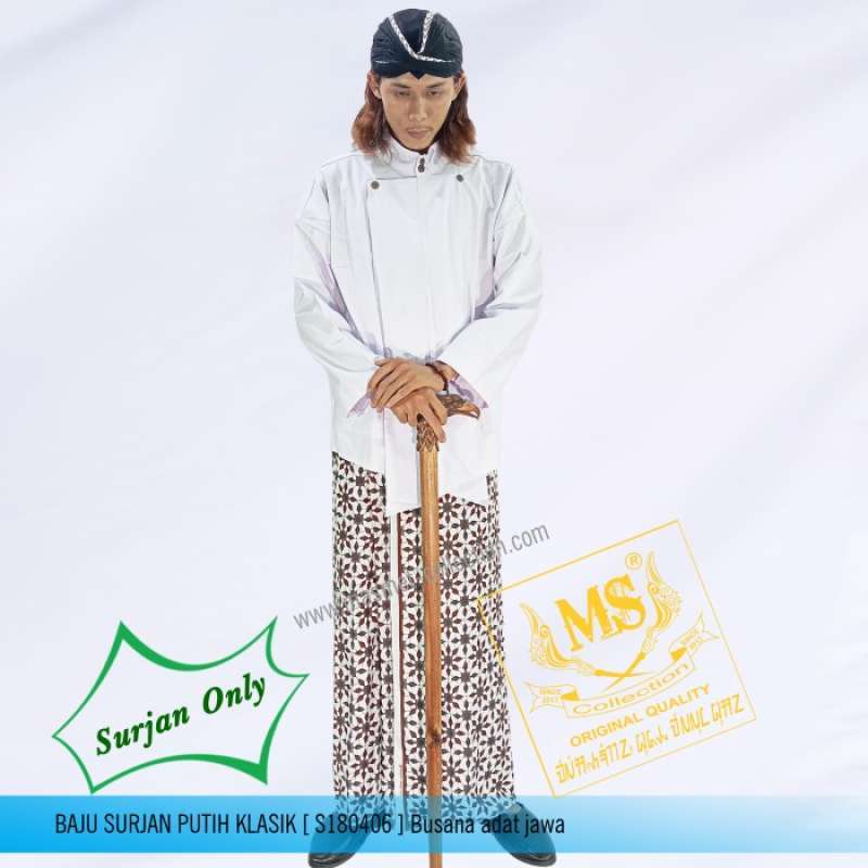 Jual Baju Surjan Putih Klasik [ S180406 ] Busana Adat Jawa - Xl Di ...