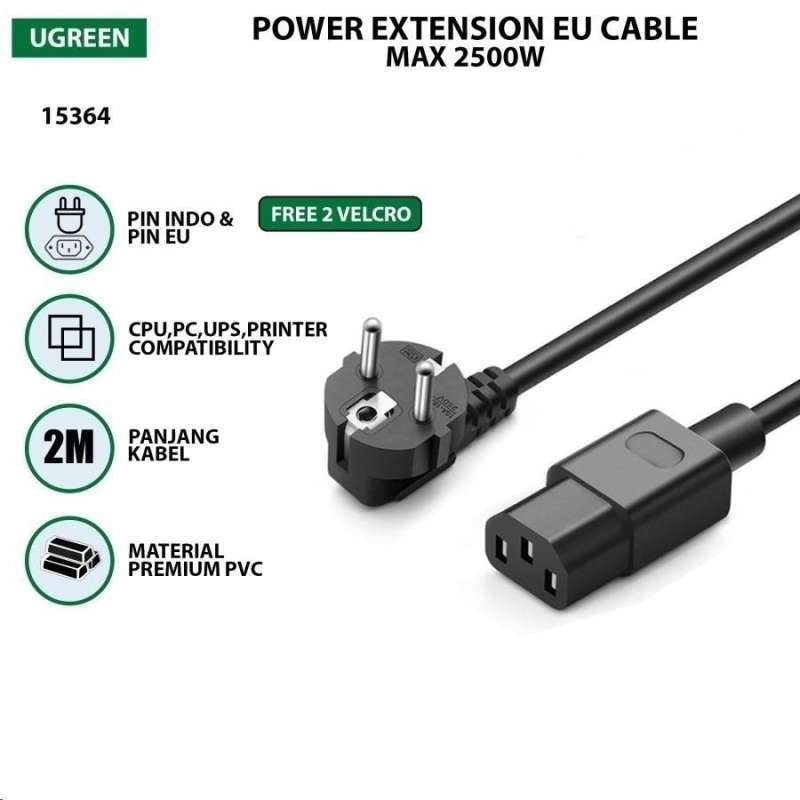 Jual Ugreen Cable Eu Extension Power Cpu Pc Kabel Sambungan Ups Printer ...