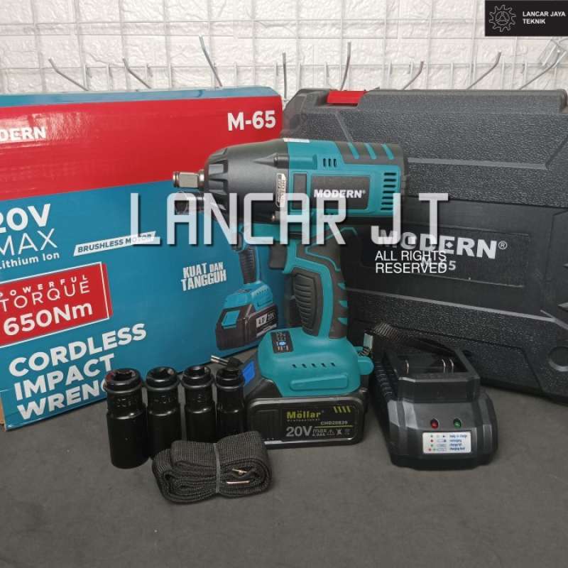 Promo Promo- Modern M65 Impact Wrench Cordless 20v Buka Baut Mobil 650 ...