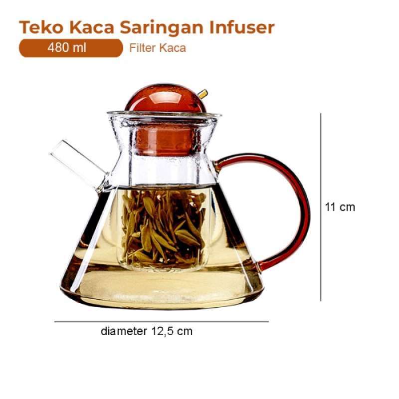 Jual Teko Teh Pitcher Filter Infuser Teko Kaca Saringan Rempah Tahan Panas - Japanese 400ml Di ...