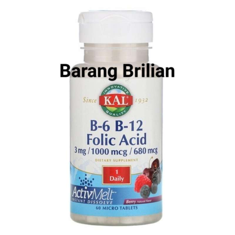 Promo Kal Nutrition B6 B12 Folic Acid Berry 60 Micro Tablets Diskon 23% ...