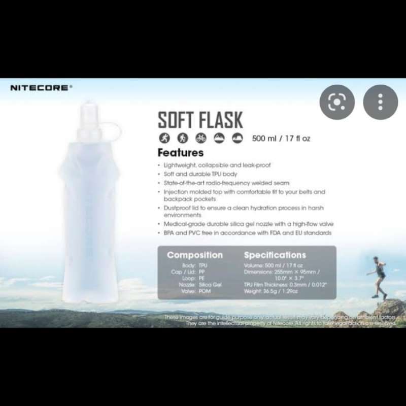 Promo Nitecore Soft Flask Water Bottle 500ml Lightweight Leak-of ...