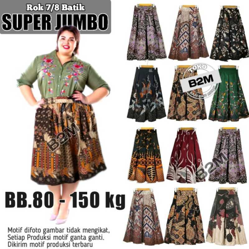 Jual Rok Batik Jumbo Over Size 7xl Skirt 7/8 Big Size Rok Kerja Super ...