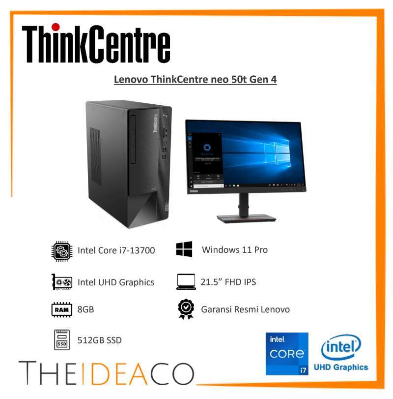 Jual Lenovo Thinkcentre Neo 50t Gen 4 I7-13700 8gb 512gb Ssd 21.5 Fhd Win11pro W3y Onsite Di ...