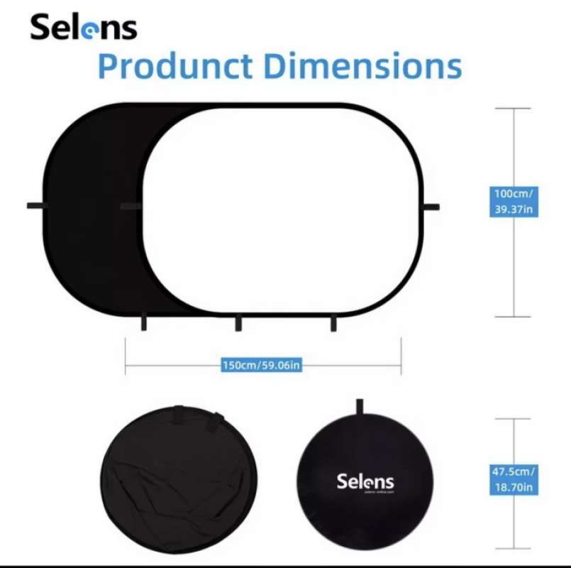 Promo Selens Black White Backdrop Screen 100x150cm Photography ...